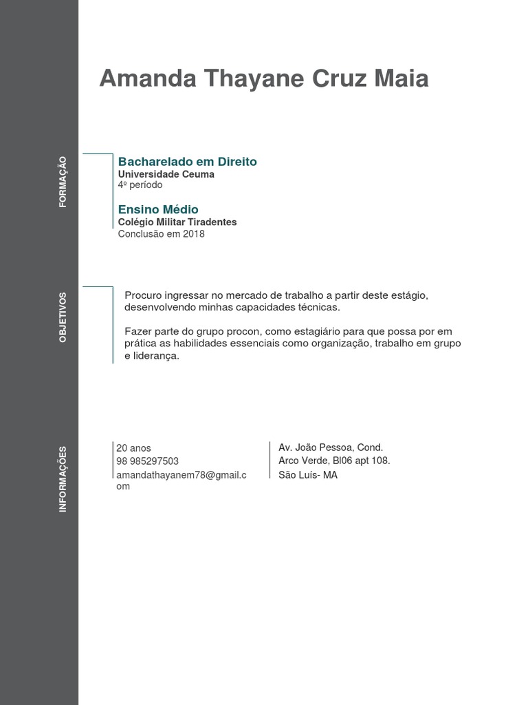 Curriculo - Amanda PDF | PDF