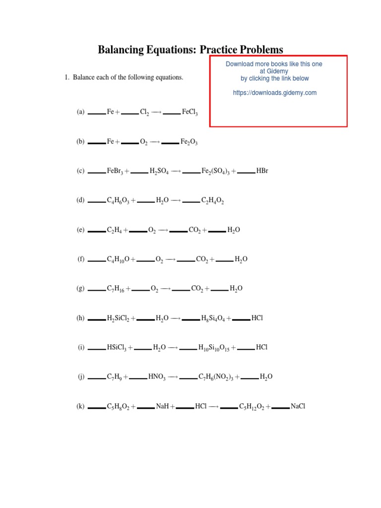 Balancing Equations Chemical Equations | Download Free PDF | Chemical ...