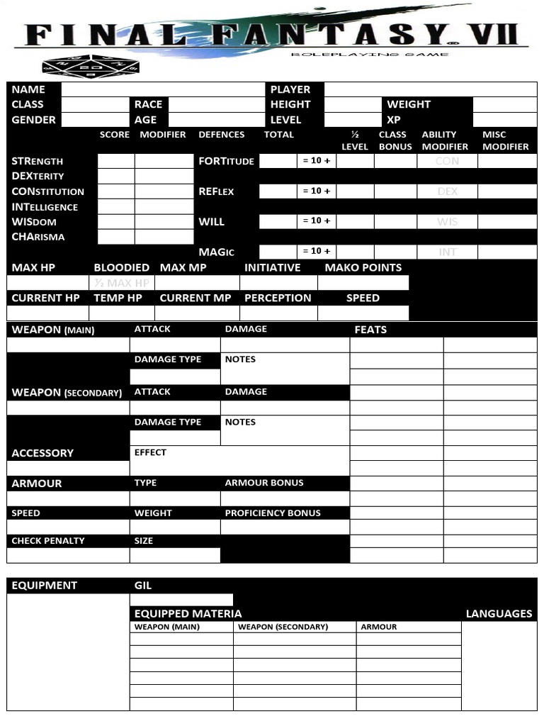 Character Sheet | PDF