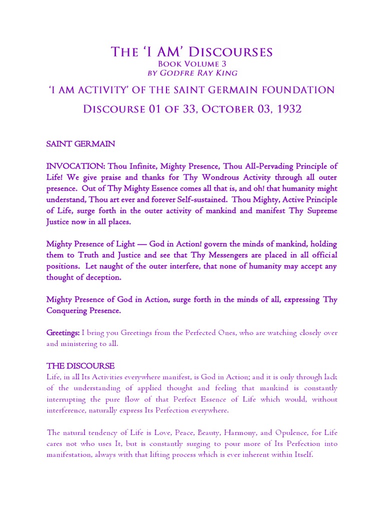I Am Discourses 01 ST Germain | PDF | God | Truth