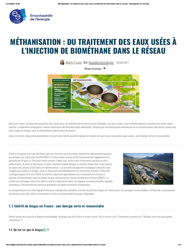 Méthanisation - Du Traitement Des Eaux Usées À L'injection de ...