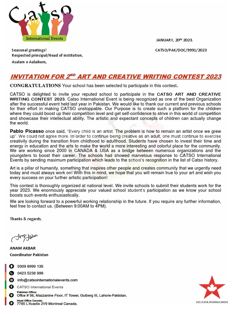 CATSO 2nd International Art & Ctreative Writing Event 2023 | PDF