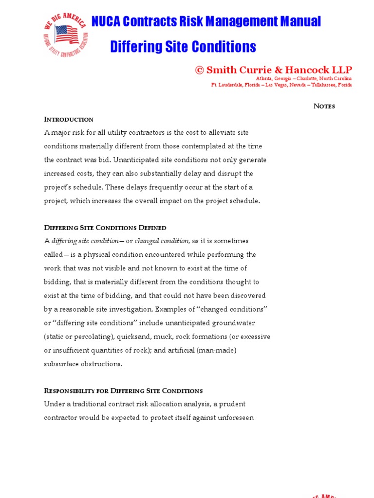 Chapter One-Differing Site Conditions | PDF | General Contractor ...