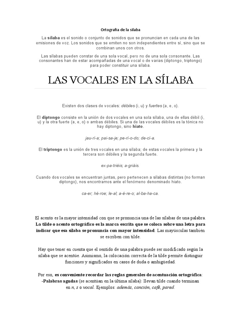 Ortografia de La Silaba | PDF | Sílaba | Idiomas