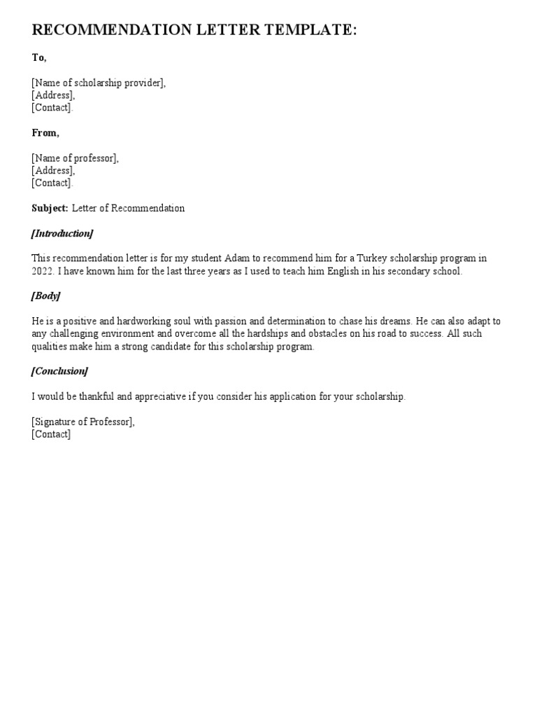 Sample of Recomondation Letter | PDF