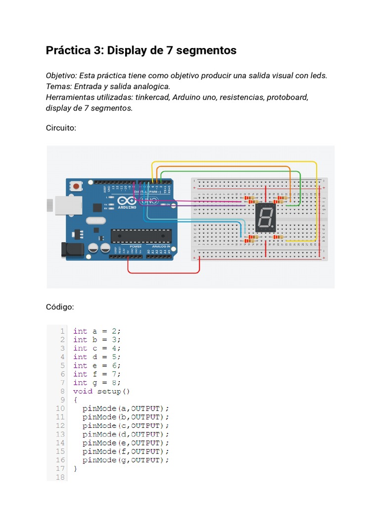 Práctica 3 - Display de 7 Segmentos | PDF