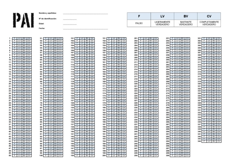 PAI - Hoja de Respuestas | PDF