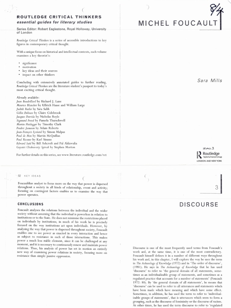 Mills - Michel Foucault | PDF | Discourse | Michel Foucault