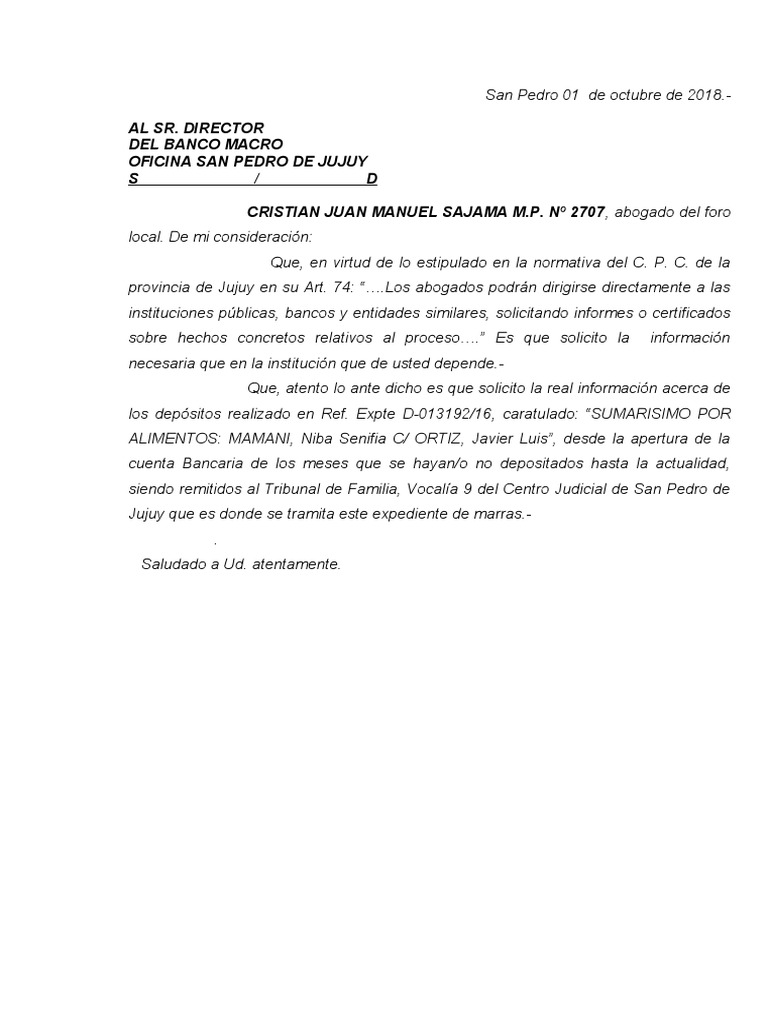 Solicitud de Informe Banco | PDF