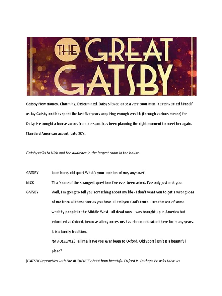 Gatsby Workshop Sides | PDF | The Great Gatsby