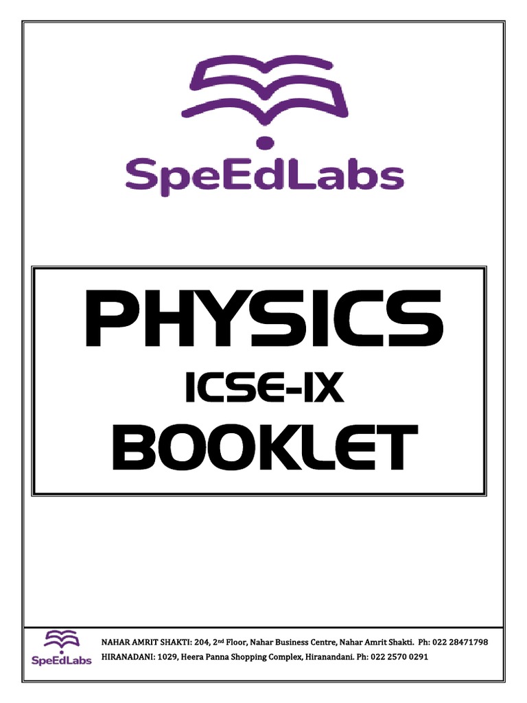 03 - ICSE9th - Physics BookLet 27 May 21 | PDF | Velocity | Force