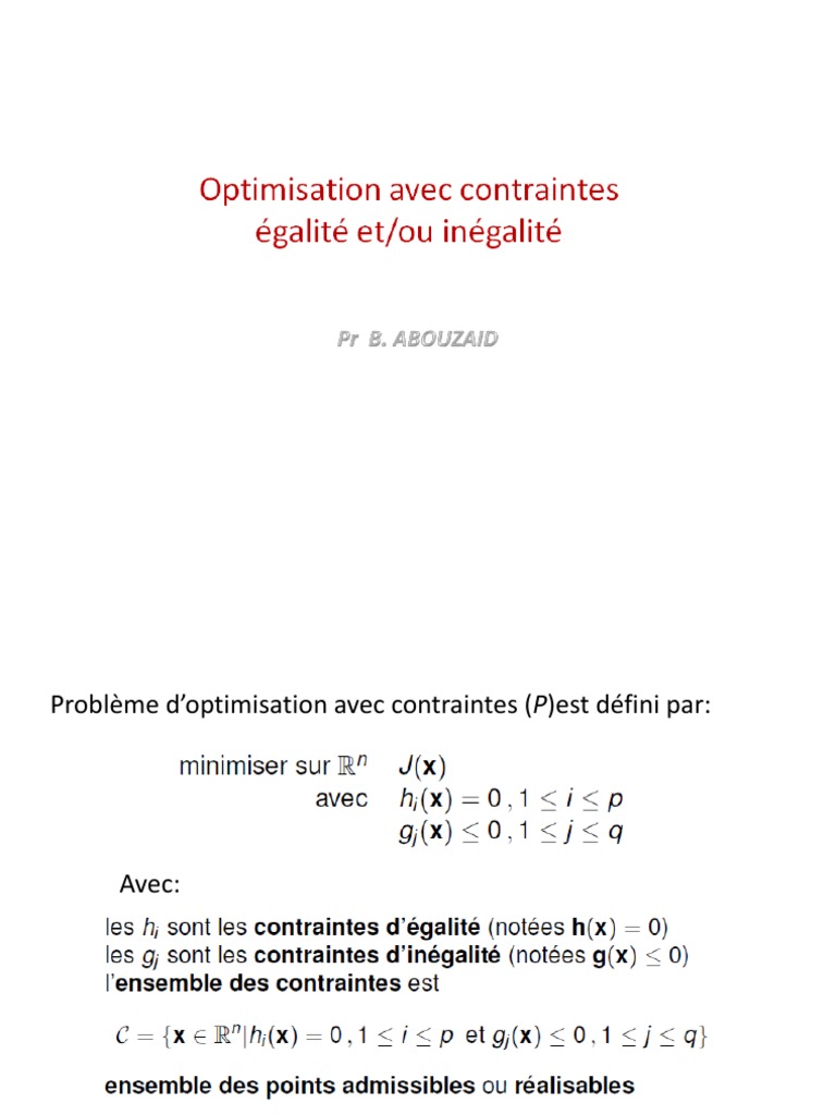 Chap3 Optimisation Avec Contraintes | PDF
