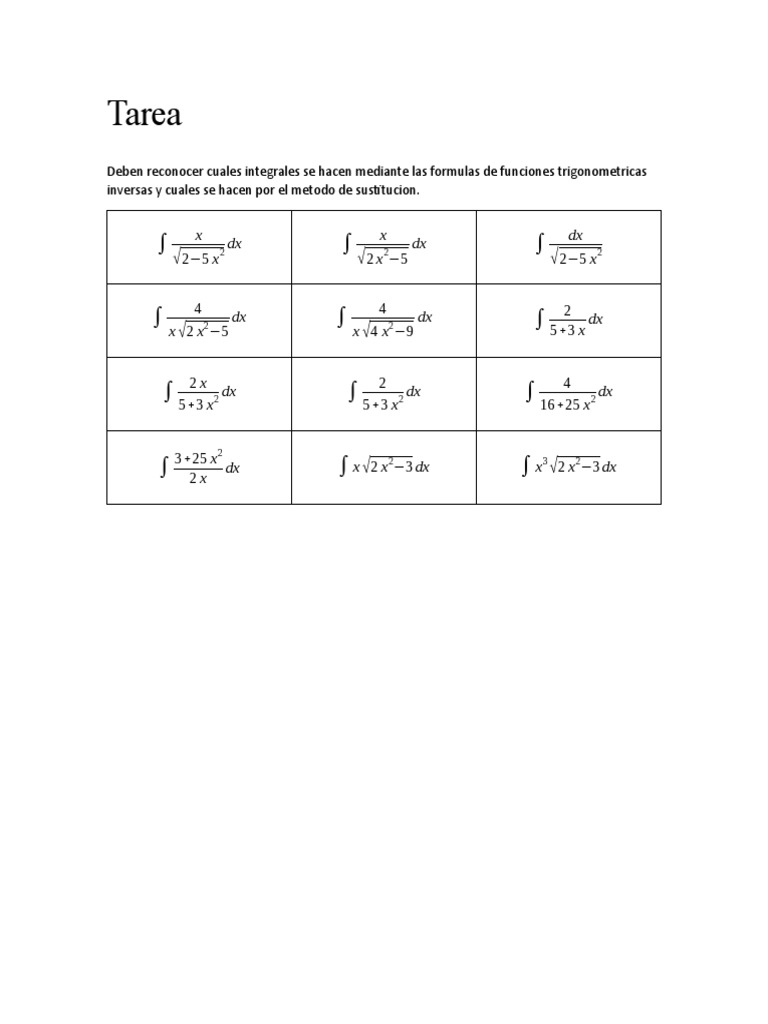 Integrales Trig Inversas | PDF