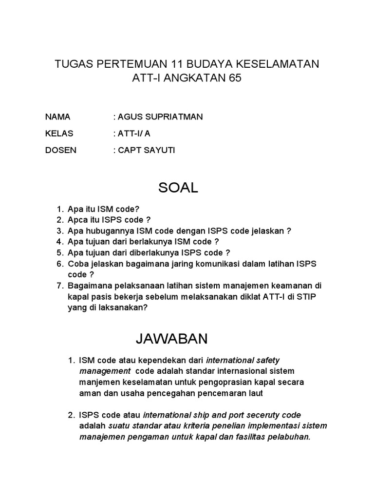 Agus Supriatman Ism Code Dan Isps | PDF