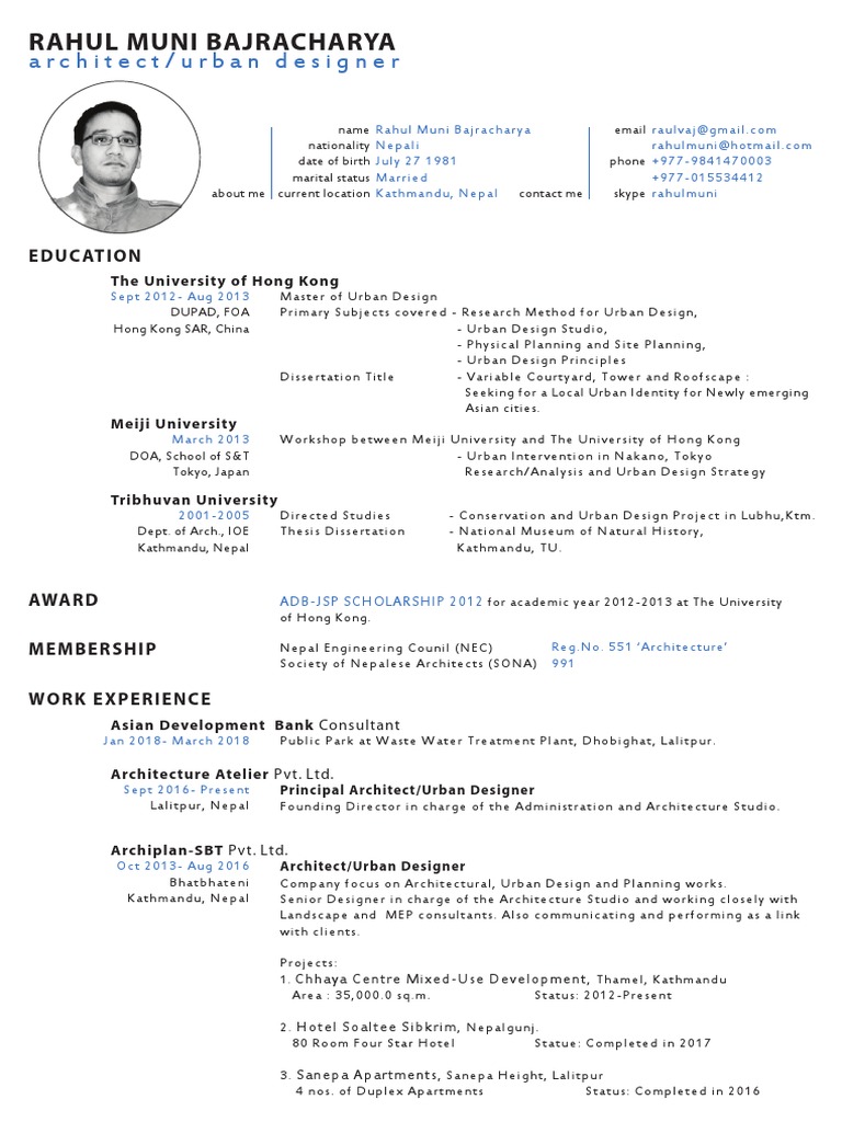 CV - Rahul Muni Bajracharya-2018 | PDF | Nepal | Kathmandu