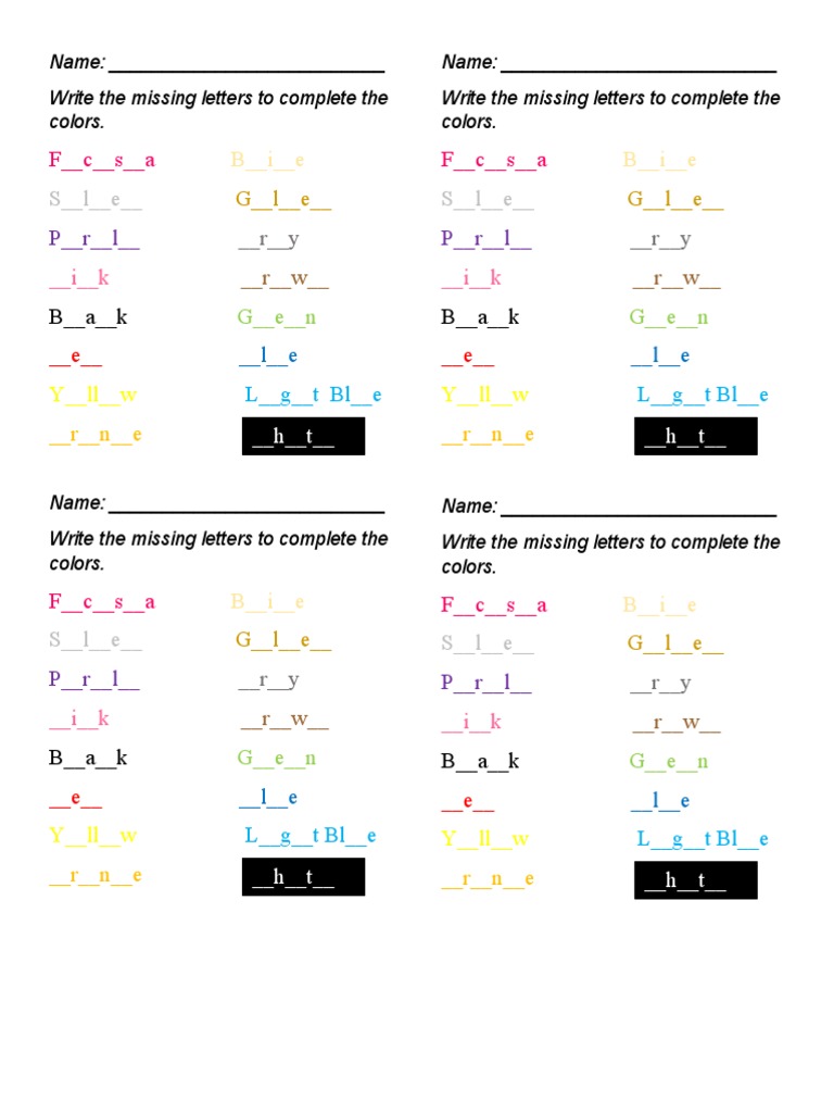The Colors - Worksheet | PDF