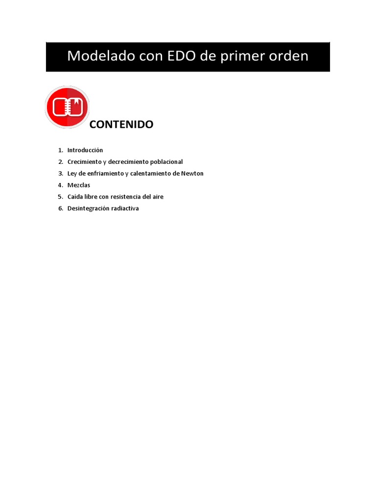 04 Modelado Con EDO de Primer Orden | PDF | Ecuaciones | Concentración