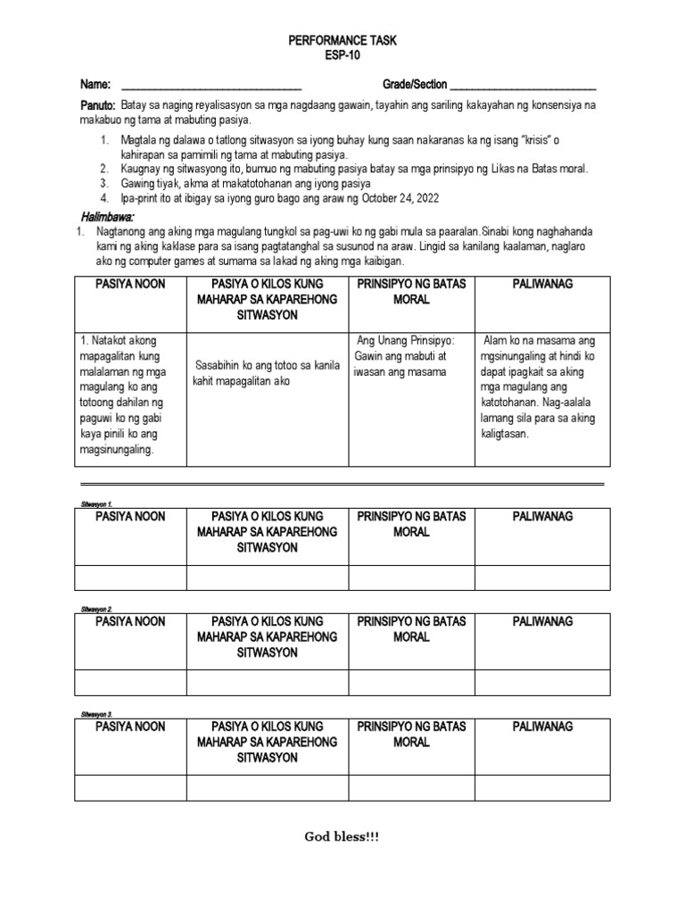 Performance Task | PDF