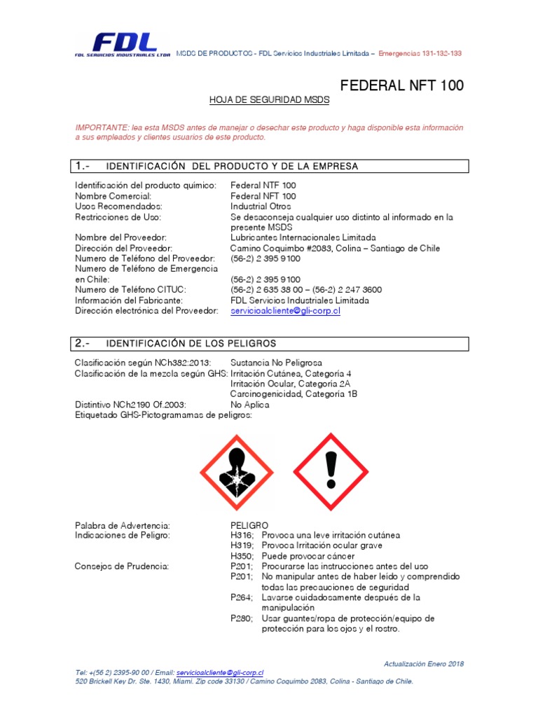 Msds Federal NFT 100 | PDF