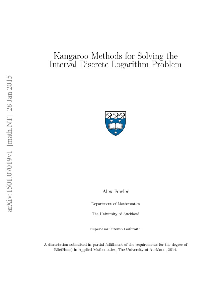 Kangaroo Methods For Solving The Interval Discrete Logarithm Problem | PDF | Logarithm | Algorithms