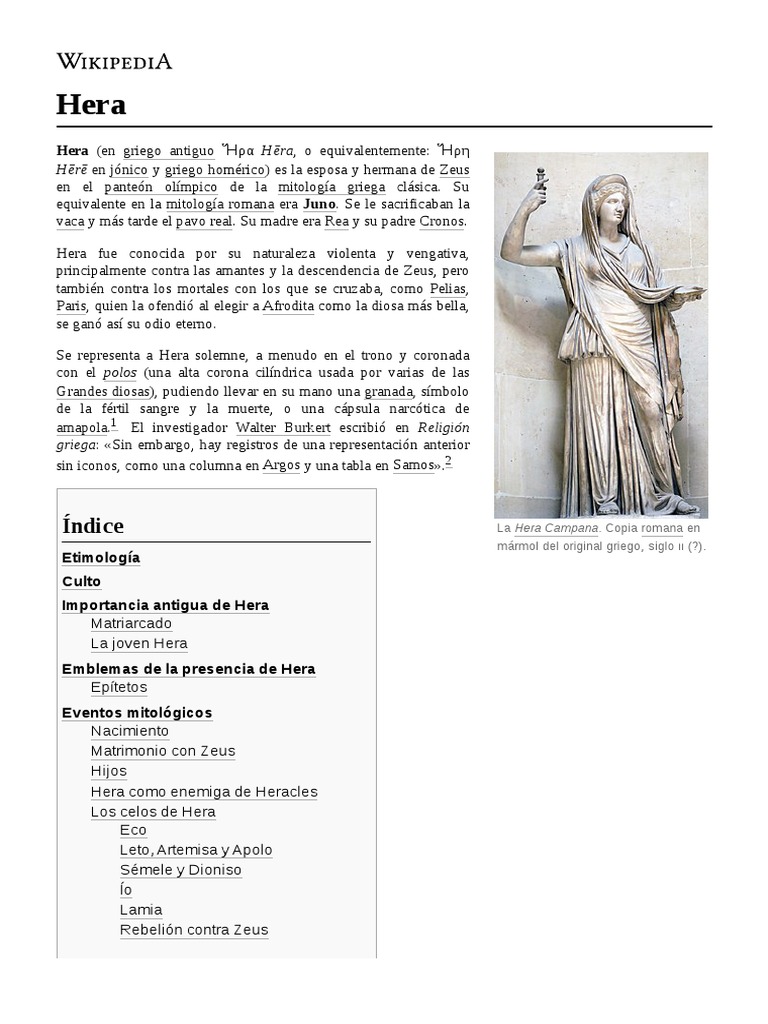 Hera | PDF | Hera | Religión Griega Antigua