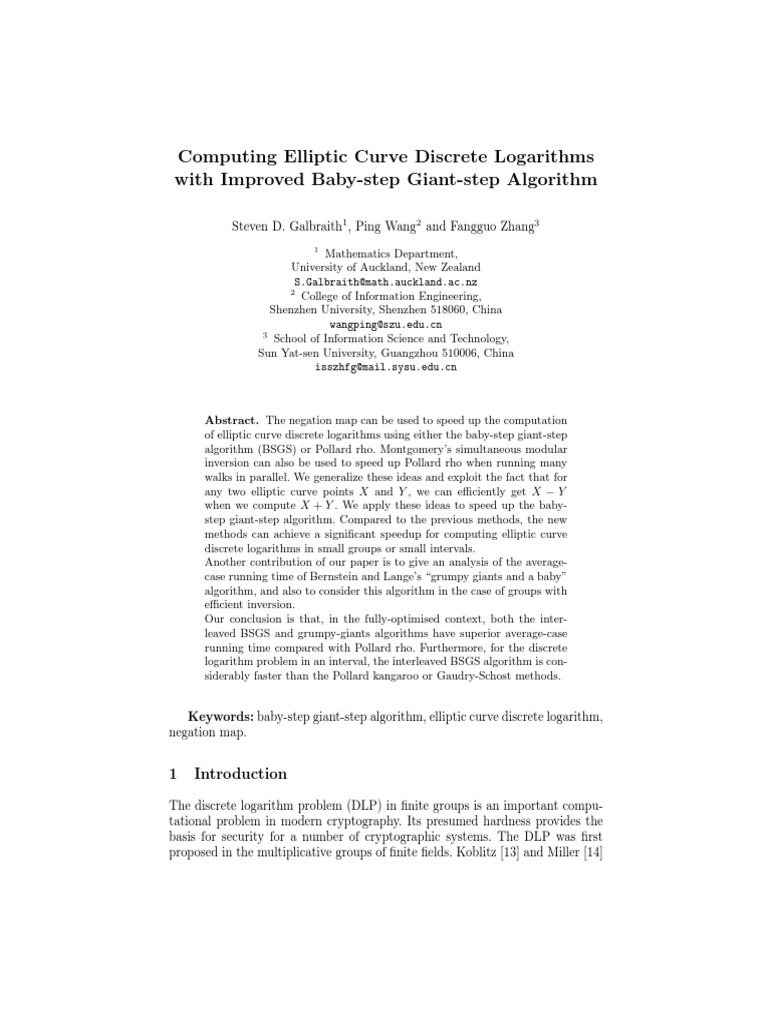 Baby Step Giant Step Algorithm | PDF | Mathematics | Applied Mathematics