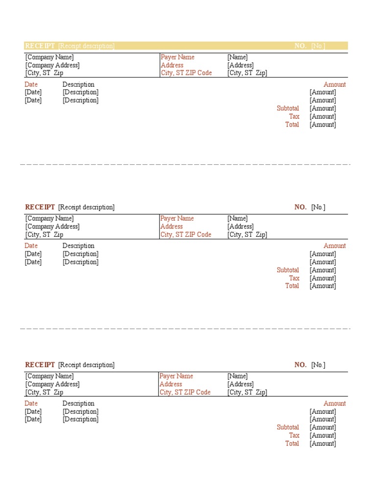 Editable Free Blank Payment Receipt Template | PDF