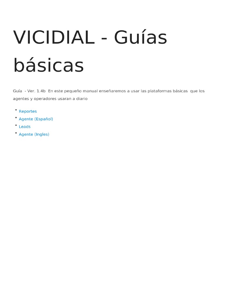 VICIDIAL - Guías Básicas - PDF Descargar Libre | PDF