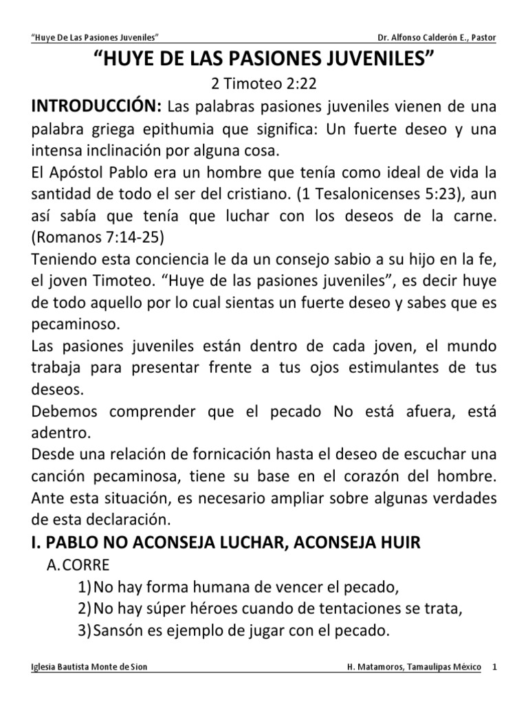 Huye de las Pasiones Juveniles | PDF | Pecado | Pablo el apóstol