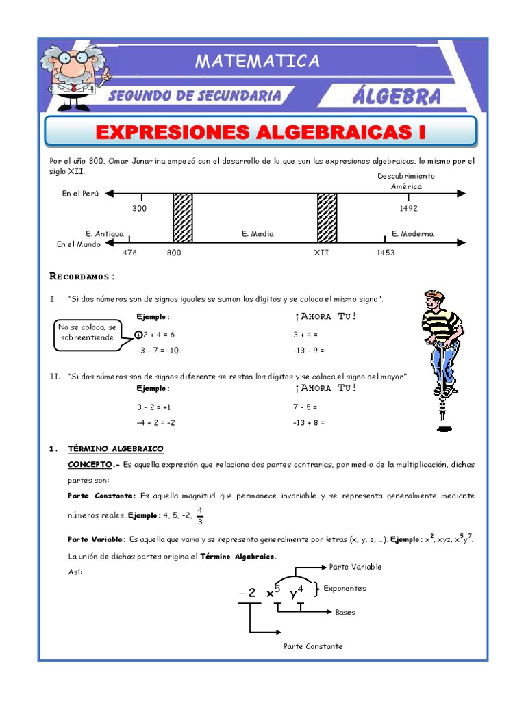 Expresiones Algebraicas para Segundo de Secundaria | PDF | Álgebra ...