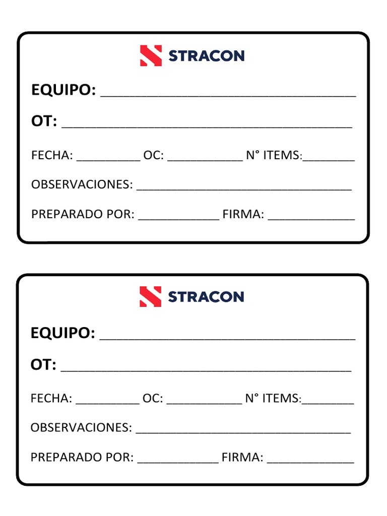 Formato Sticker OT | PDF