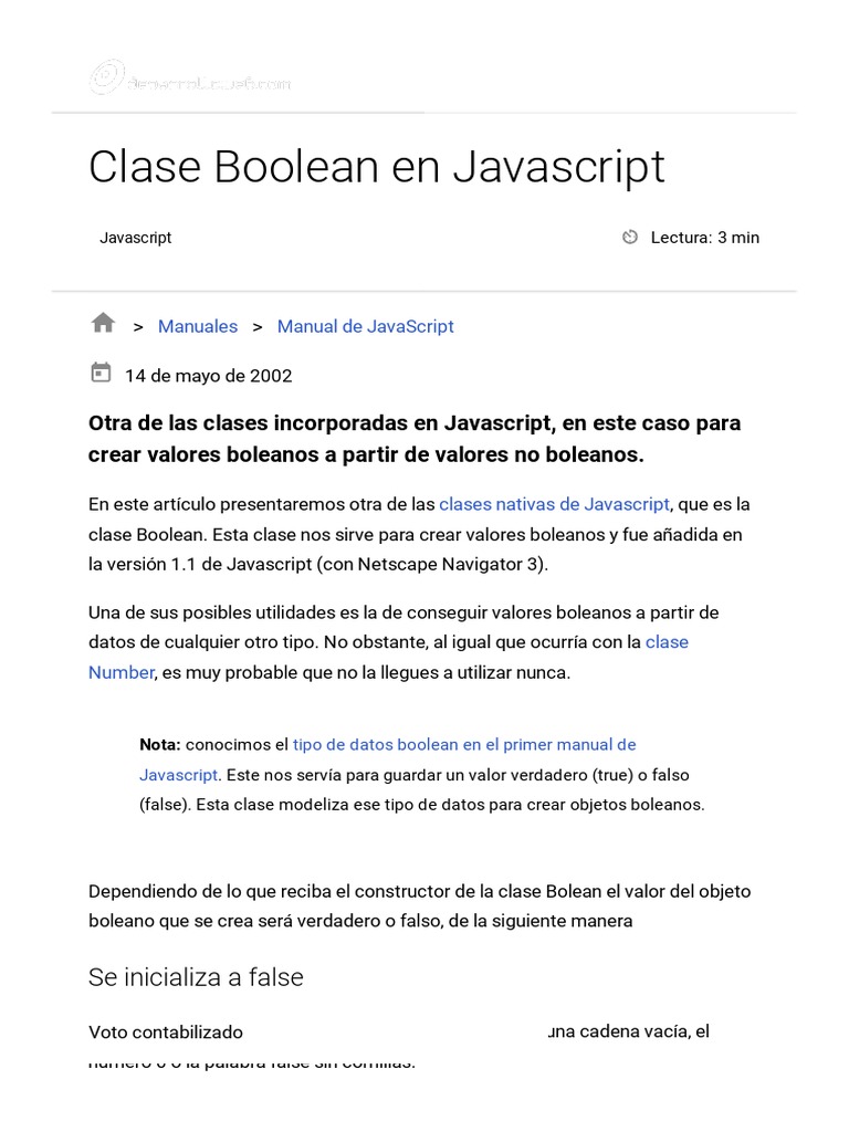 Clase Boolean en Javascript | PDF | Script Java | Desarrollo de software