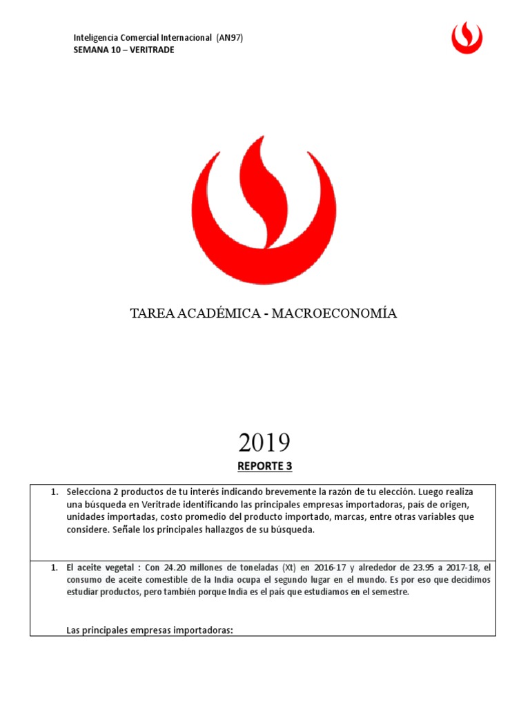 Reporte 3 Sesión 10 Veritrade | PDF | Economias