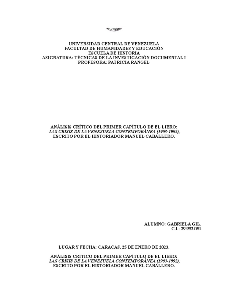 Gabriela Gil - Analisis Critico. | PDF | Venezuela | marxismo