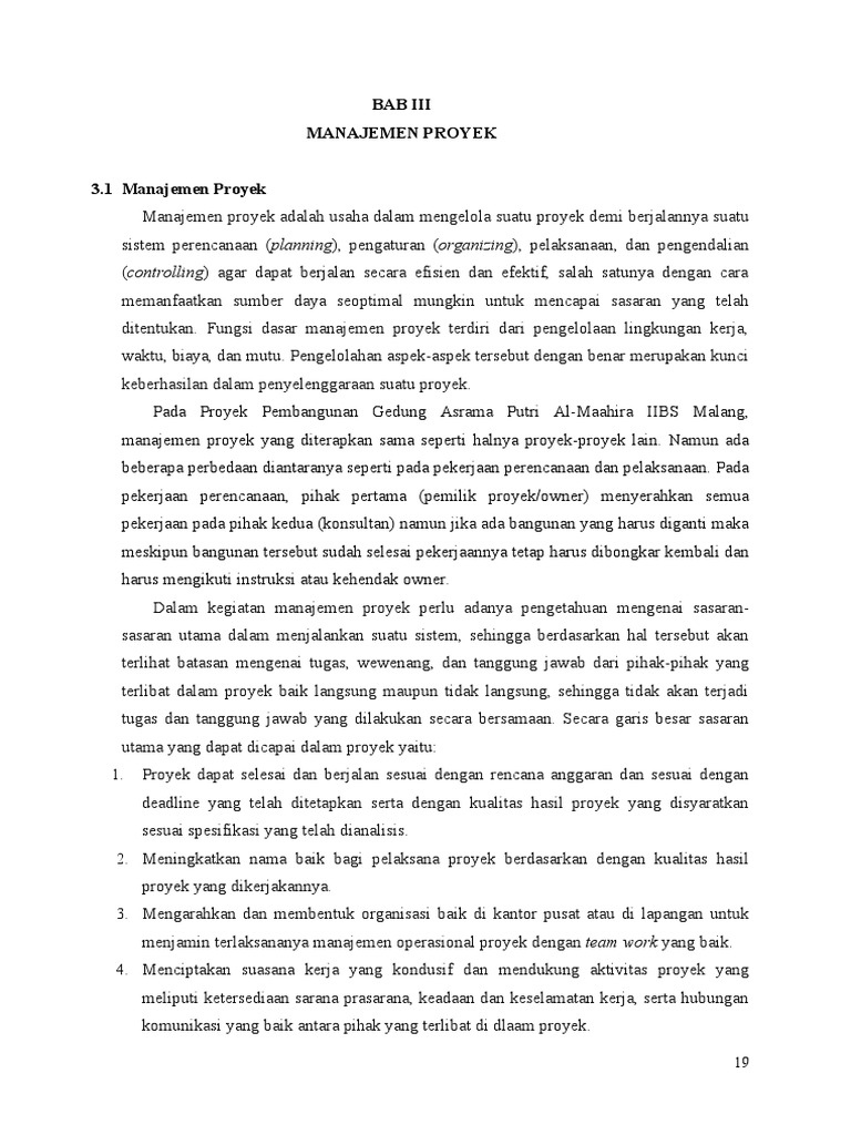 Bab Iii Manajemen Proyek | PDF