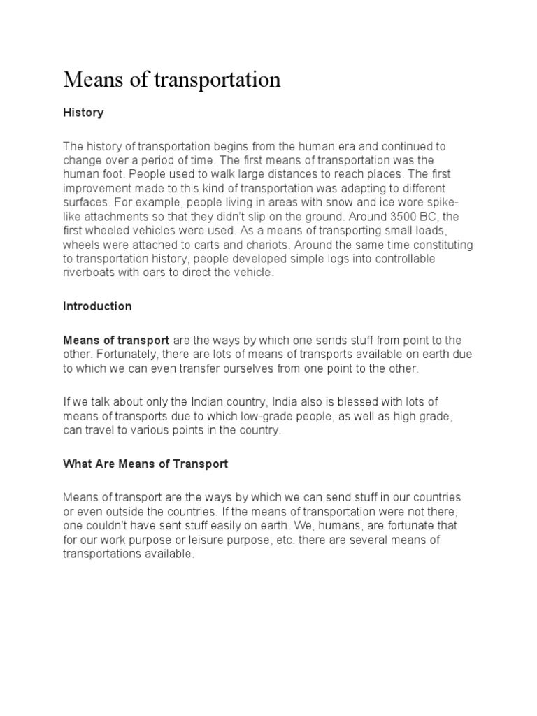 Overview of Means of Transportation | PDF | Transport | Mode Of Transport
