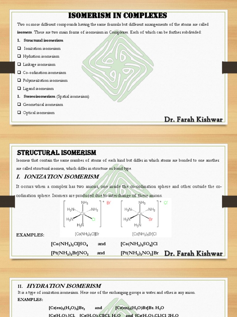 Isomerism in Coordination Complexes | PDF | Coordination Complex | Isomer