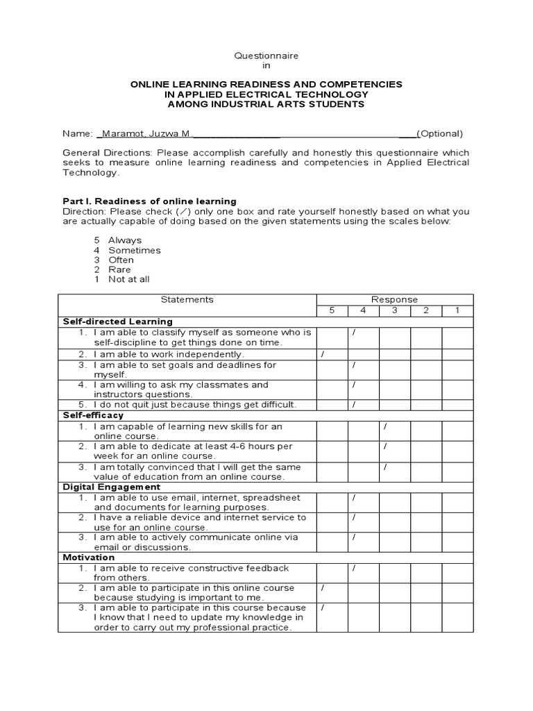 Thesis Questionnaire | PDF | Educational Technology | Electrical Wiring