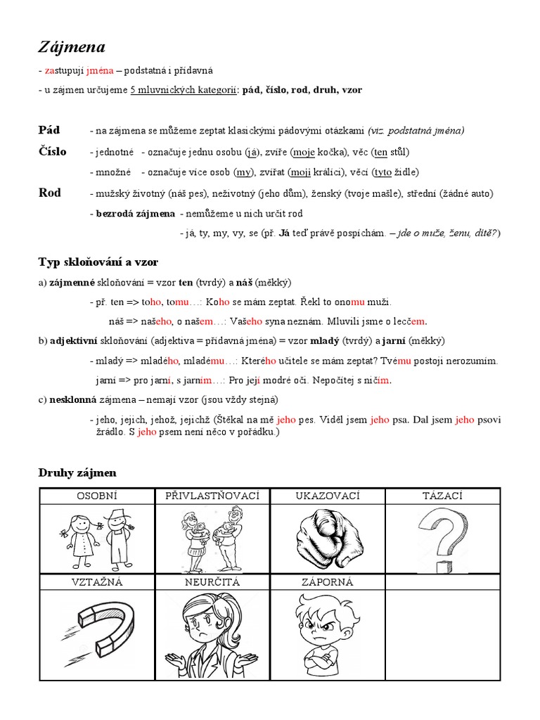 Slovni Druhy Zajmena | PDF