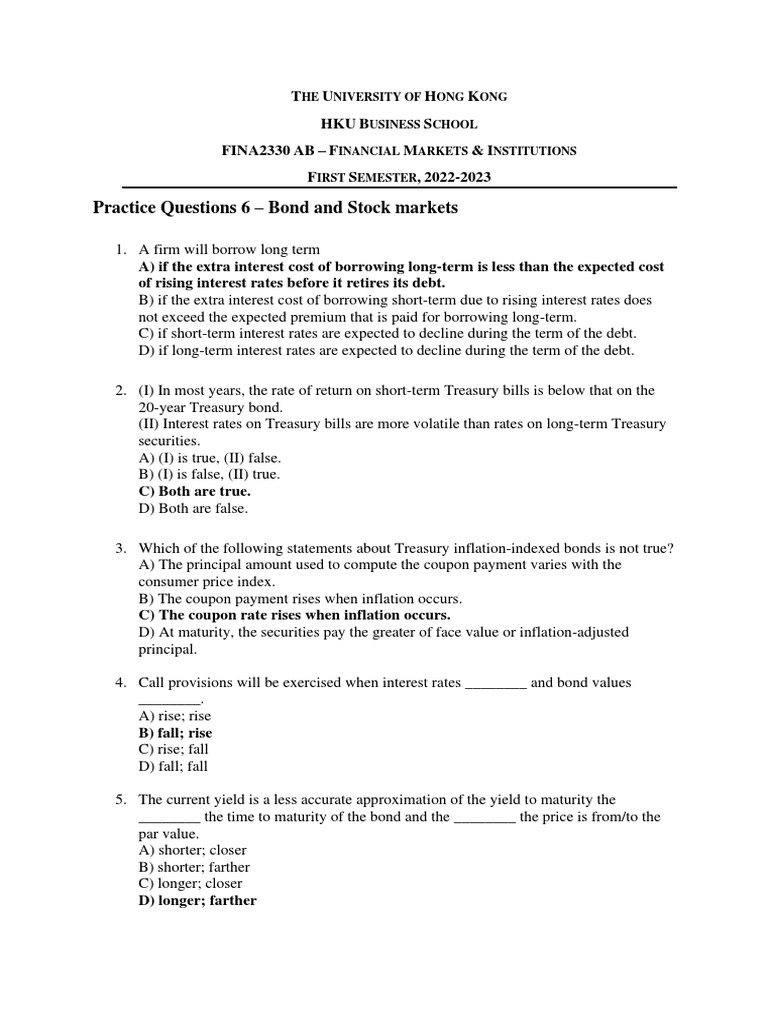 Practice Questions 6 Solutions | PDF | Bonds (Finance) | Yield (Finance)