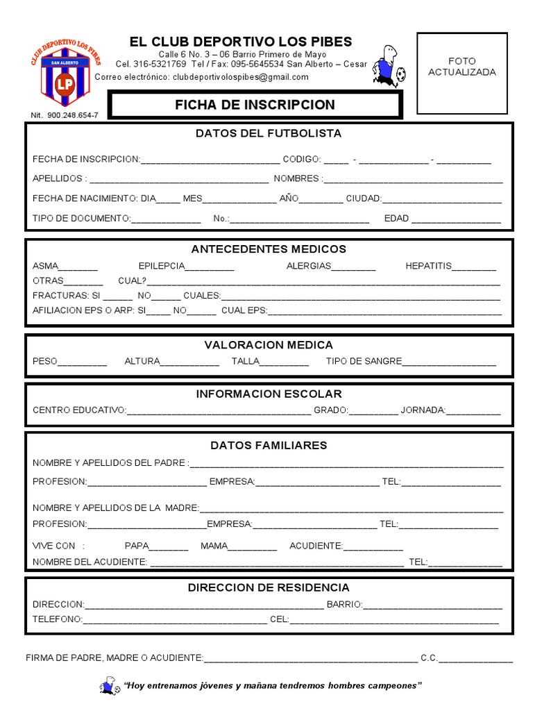 Ficha de Inscripcion | PDF