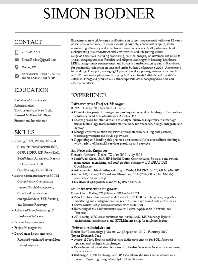 Simon Bodner Resume 2022 66-DTX | PDF | Computer Network | Virtual Private Network