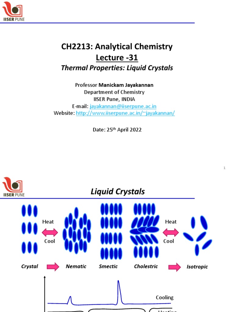 2022 CH2213 Lecture31 | PDF | Liquid Crystal | Condensed Matter Physics