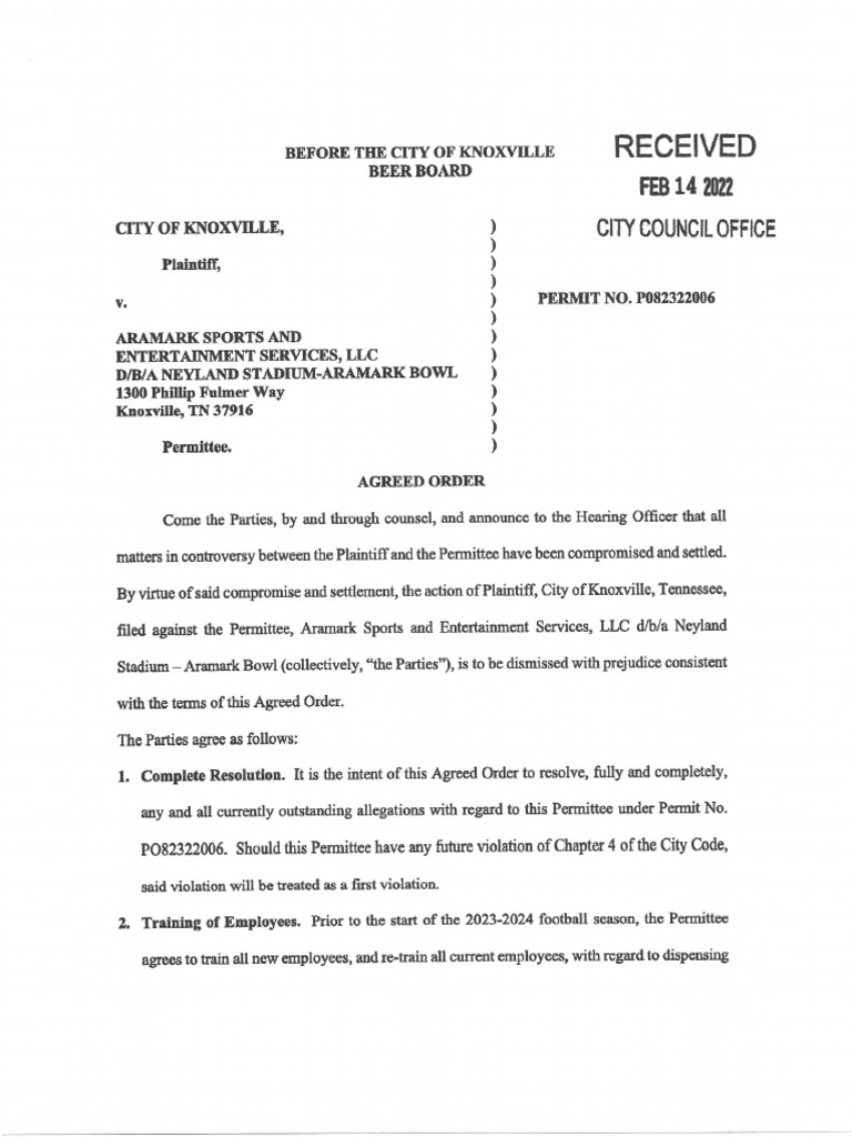Agreed Order of Settlement Executed | PDF