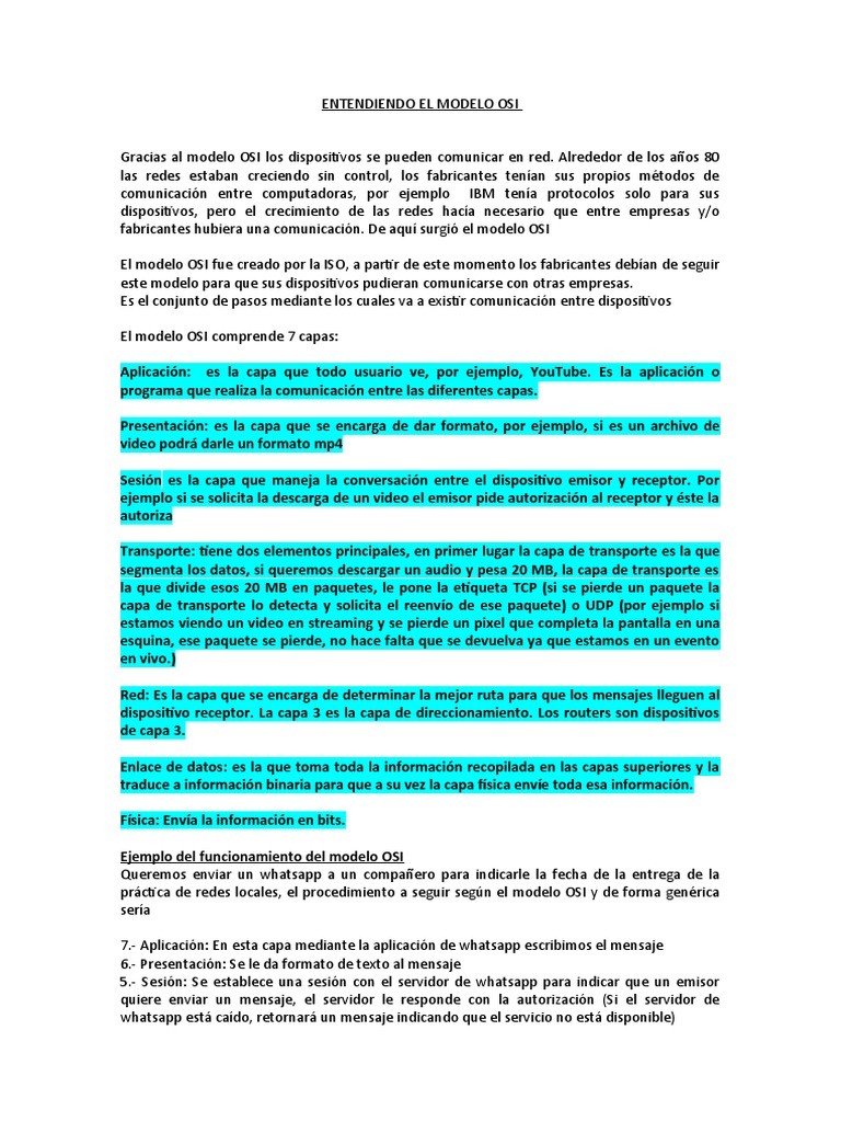 Entendiendo El Modelo Osi | PDF | Modelo osi | Enrutador (Computación)