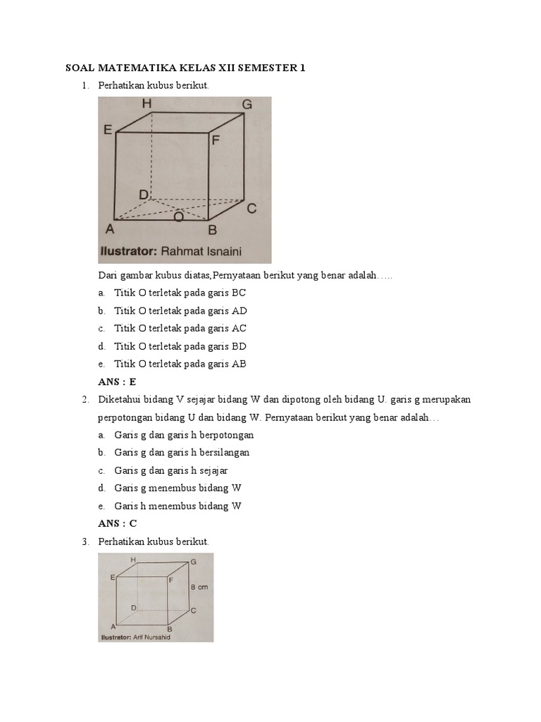 Soal Matematika Wajib Semester 1 Kelas 12 | PDF