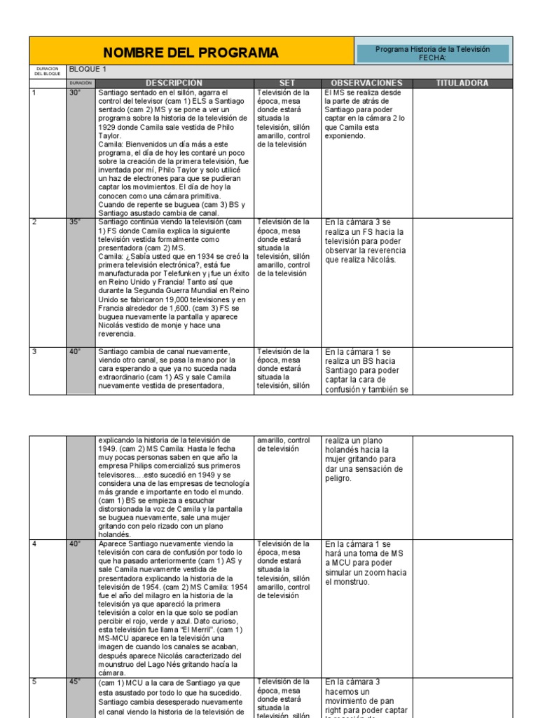 Formato Televisión Guión | PDF | Televisión