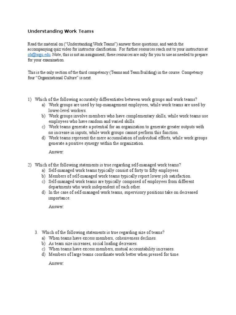 Understanding Work Teams and Efficacy | PDF | Psychology | Economies