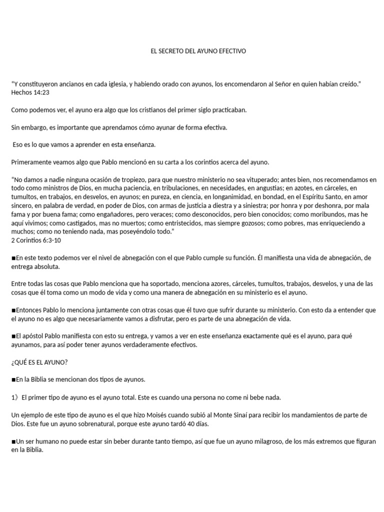 El Secreto Del Ayuno Efectivo | PDF | Alma | Rápido