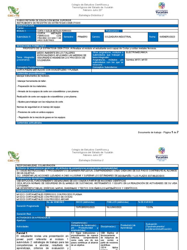 Estrategia Didáctica - SOL - IND.M2S2 - F-J23 | PDF | Evaluación | Soldadura